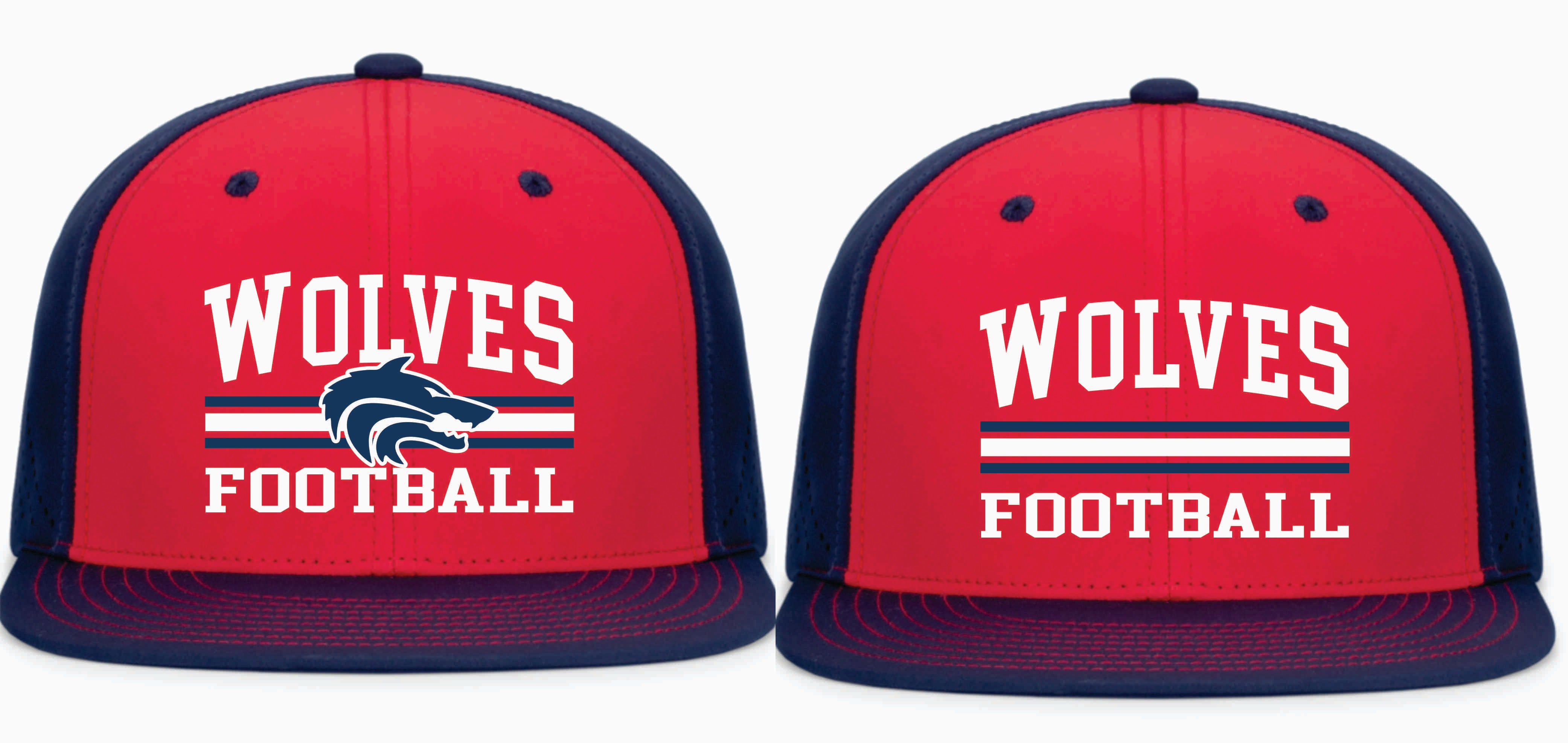 Wolves Football Flat Bill Cap Red/navy – Huckleberry Ink LLC